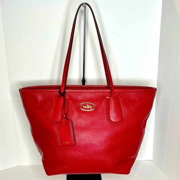 Coach | Bags | Coach Deep Red Textured Leather Tote | Poshmark